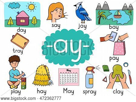 Ay Digraph Spelling Vector & Photo (Free Trial) | Bigstock