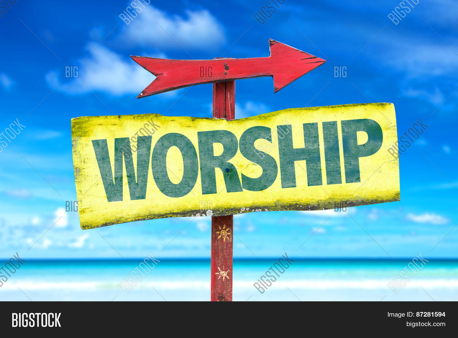 Worship Sign Beach Image & Photo (Free Trial) | Bigstock