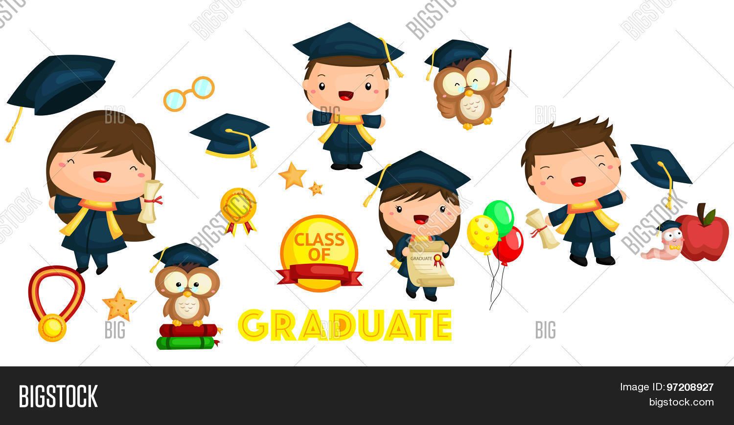 Graduation Vector Set Vector & Photo (Free Trial) | Bigstock