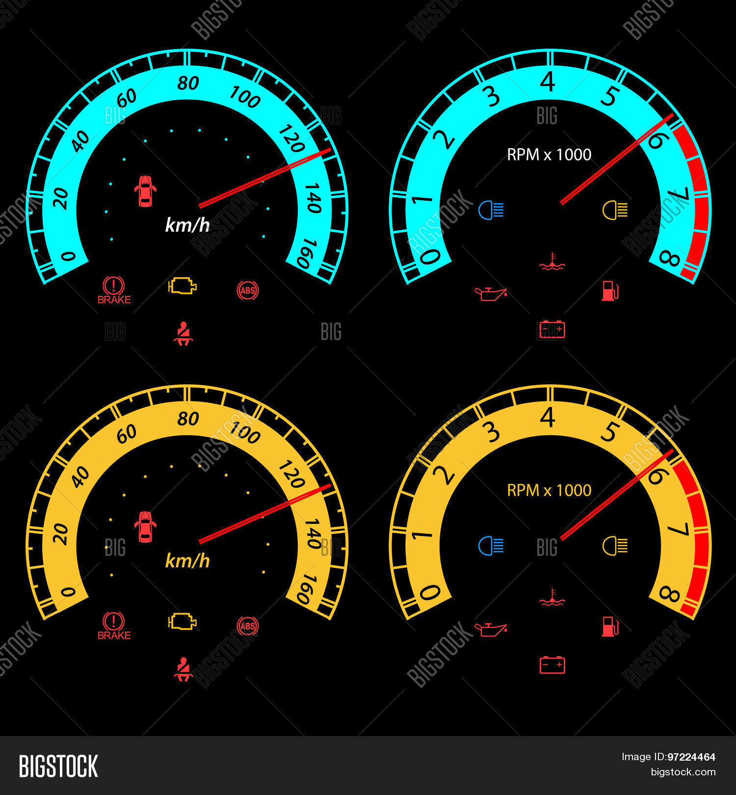 Set Car Speedometers Vector & Photo (Free Trial) | Bigstock