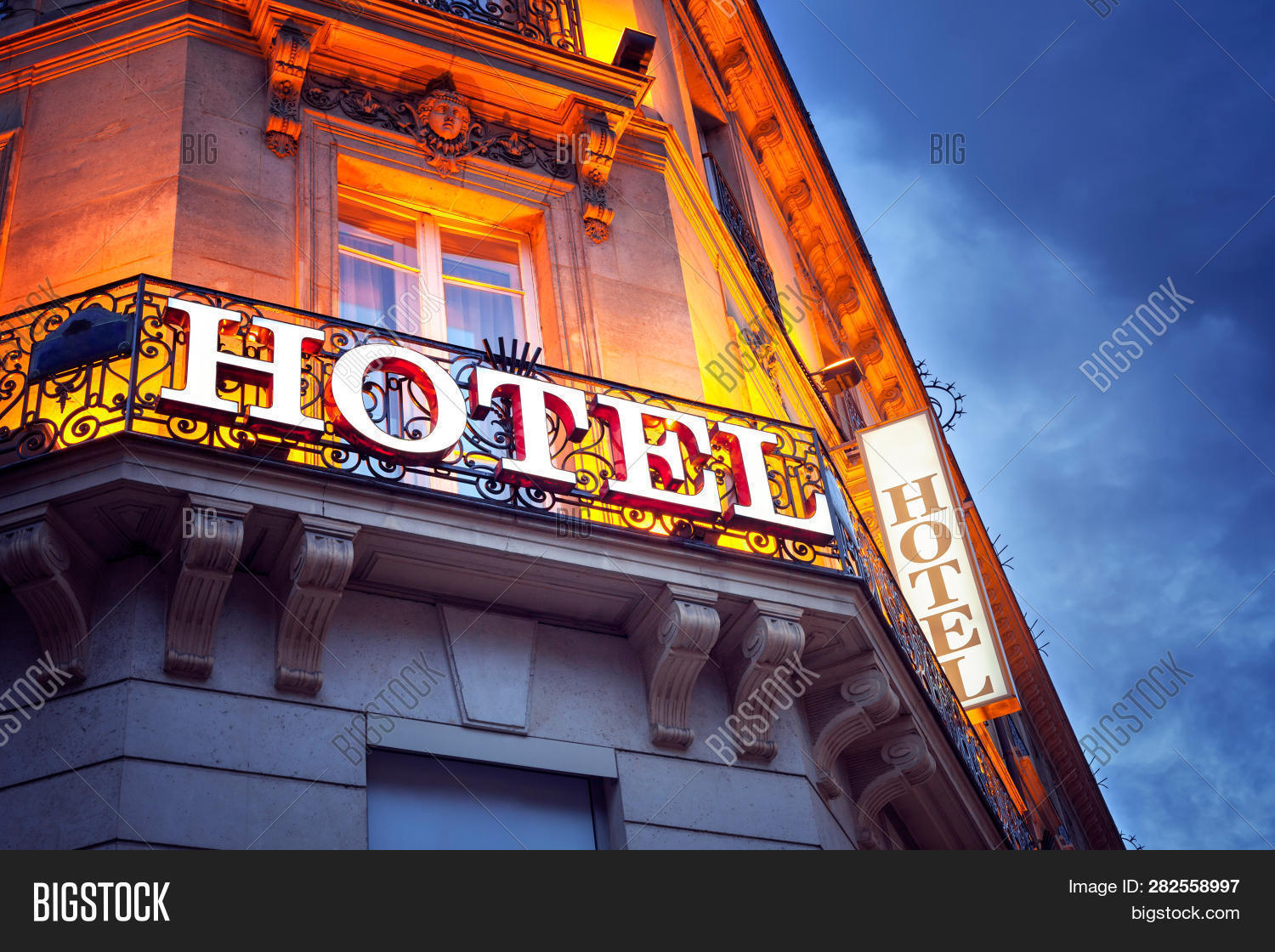 Illuminated Hotel Sign Image & Photo (Free Trial) | Bigstock