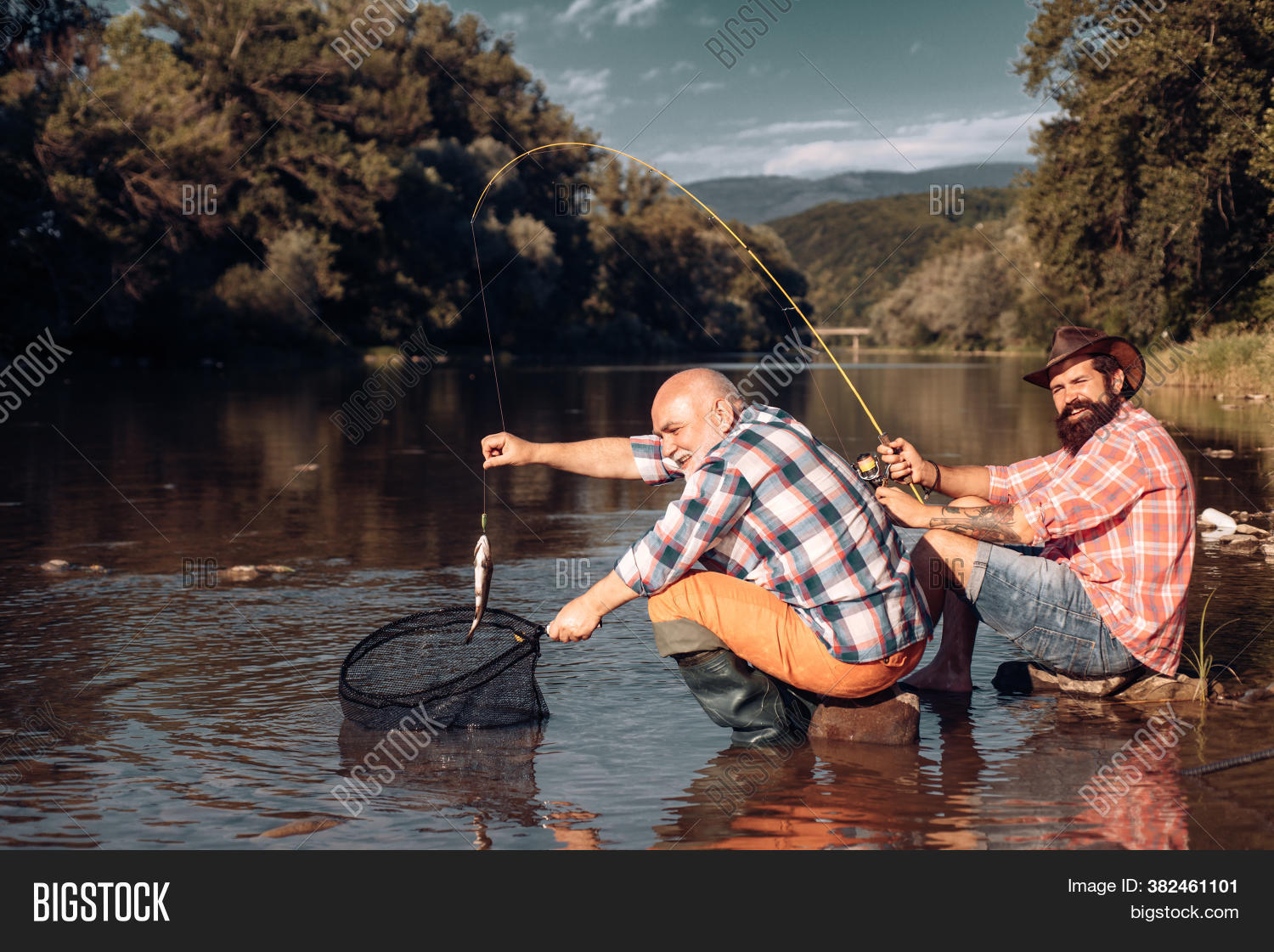 Friends Men Fishing Image & Photo (Free Trial) | Bigstock