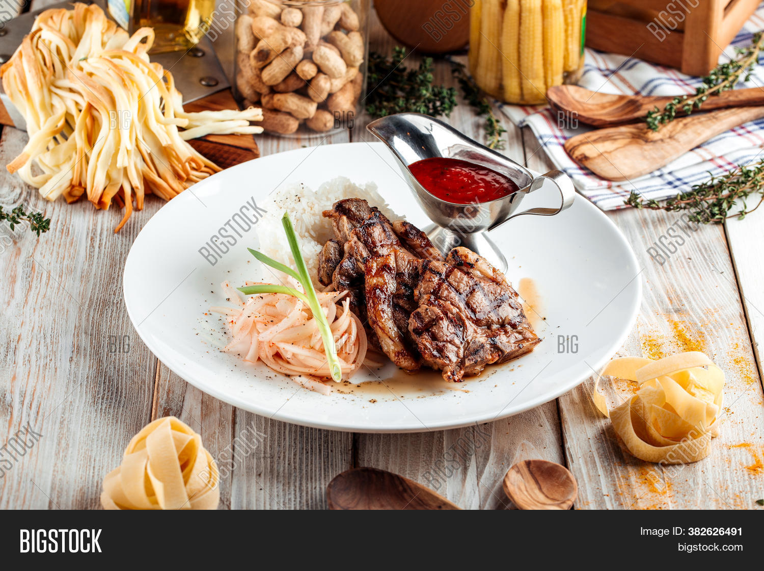 Grilled Beef Meat Rice Image & Photo (Free Trial) | Bigstock