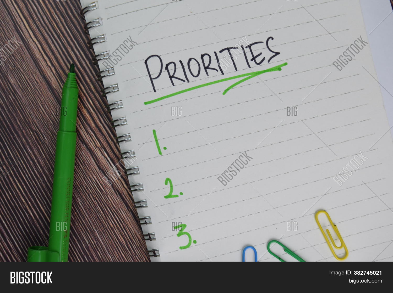 Priorities Write On Image & Photo (Free Trial) | Bigstock