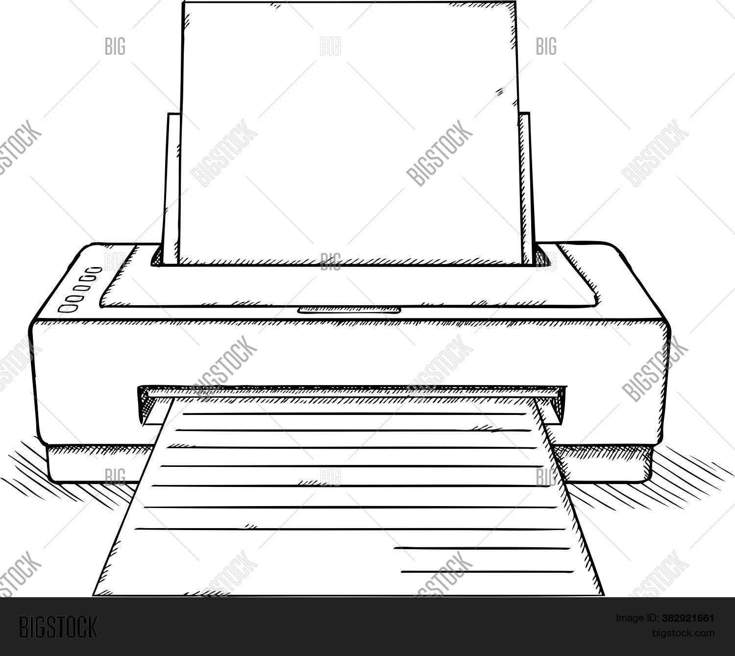 Black White Printer Vector & Photo (Free Trial) | Bigstock