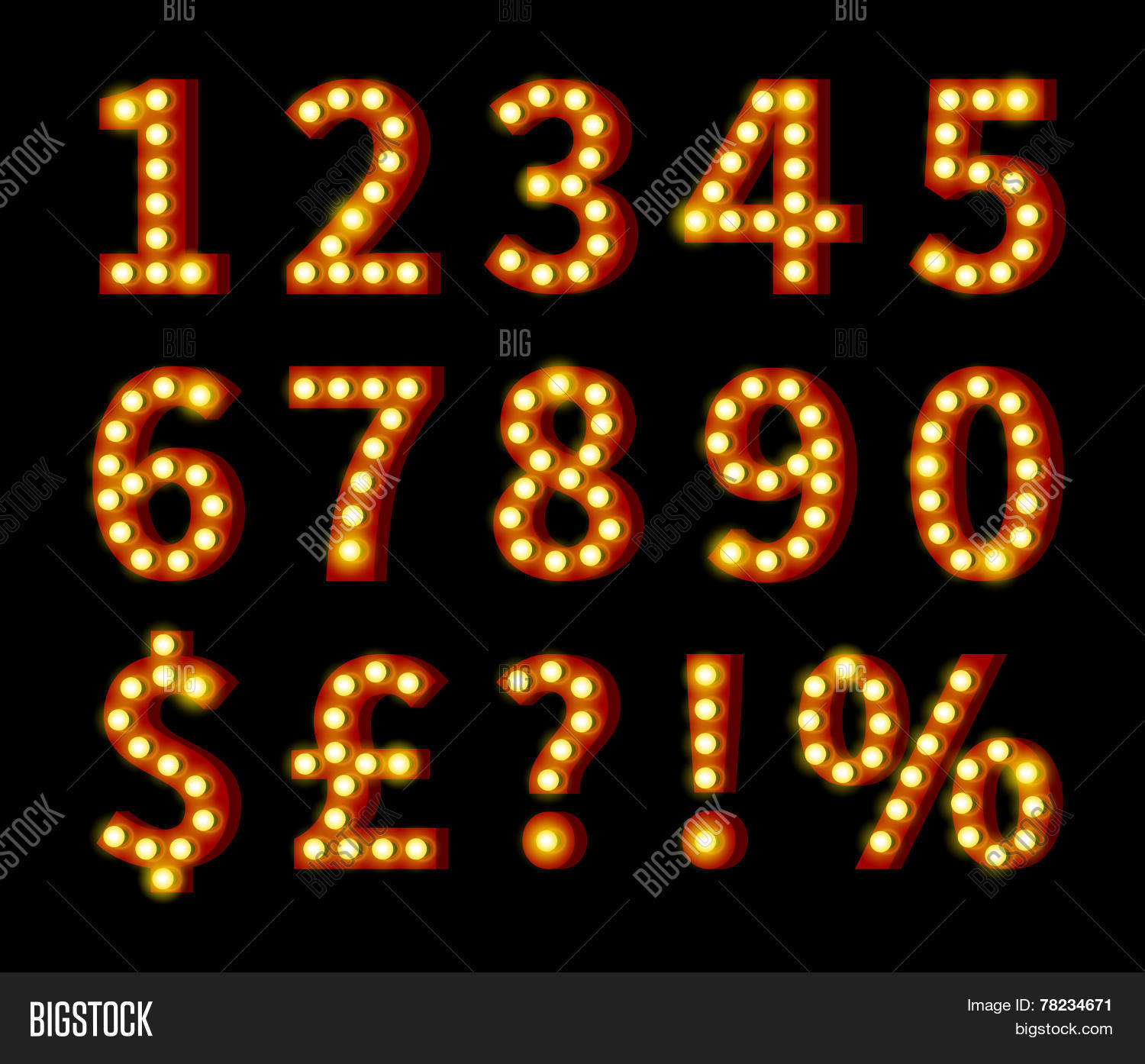Glowing Numbers Vector & Photo (Free Trial) | Bigstock