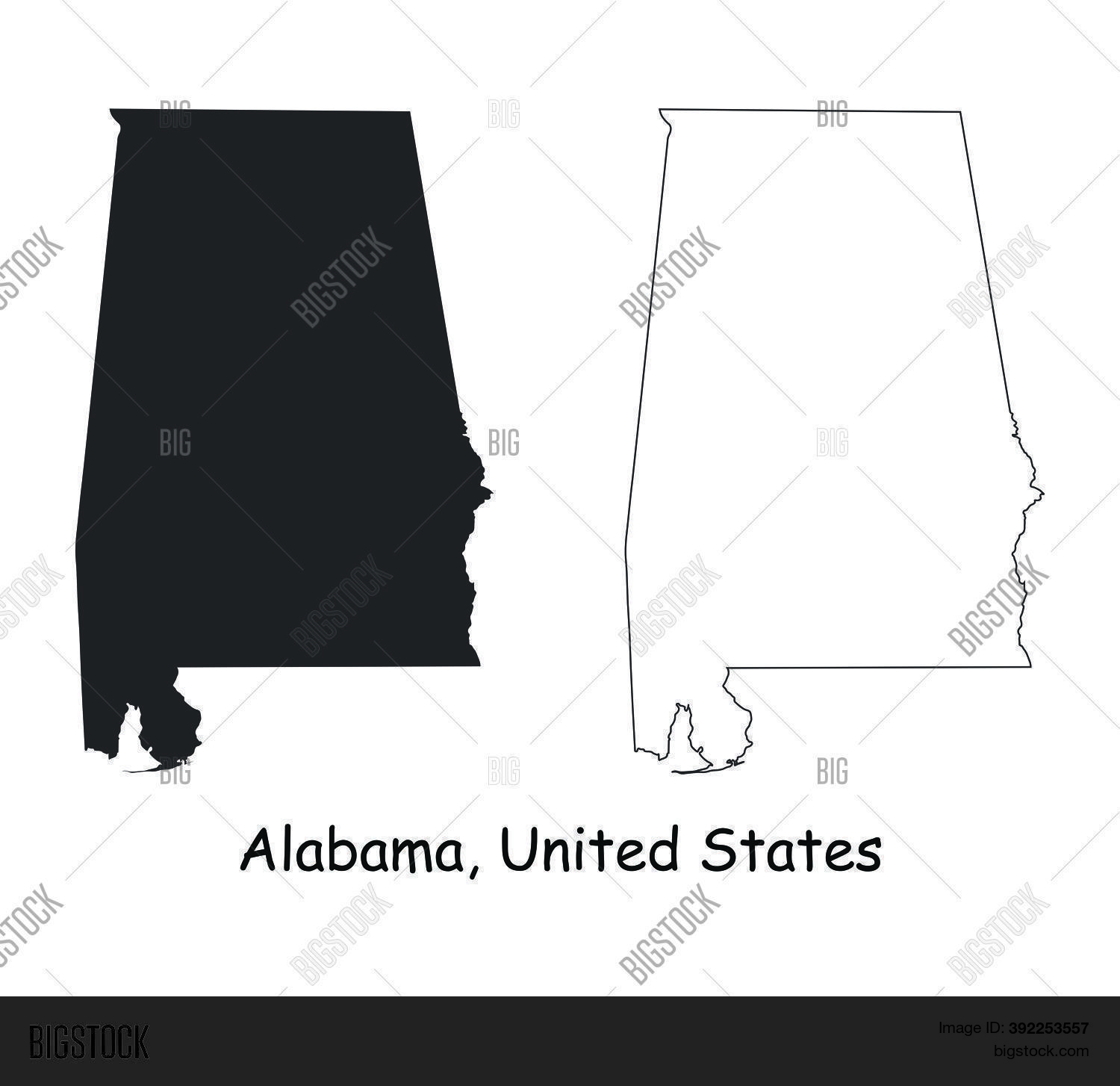 Alabama Al State Map Vector & Photo (Free Trial) | Bigstock