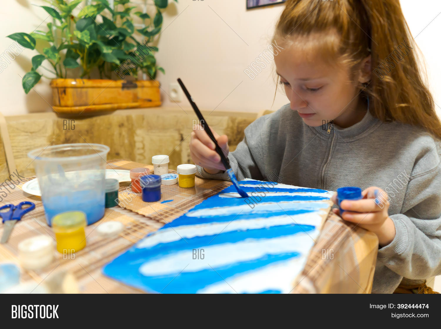 Girl Draws Blue Image & Photo (Free Trial) | Bigstock