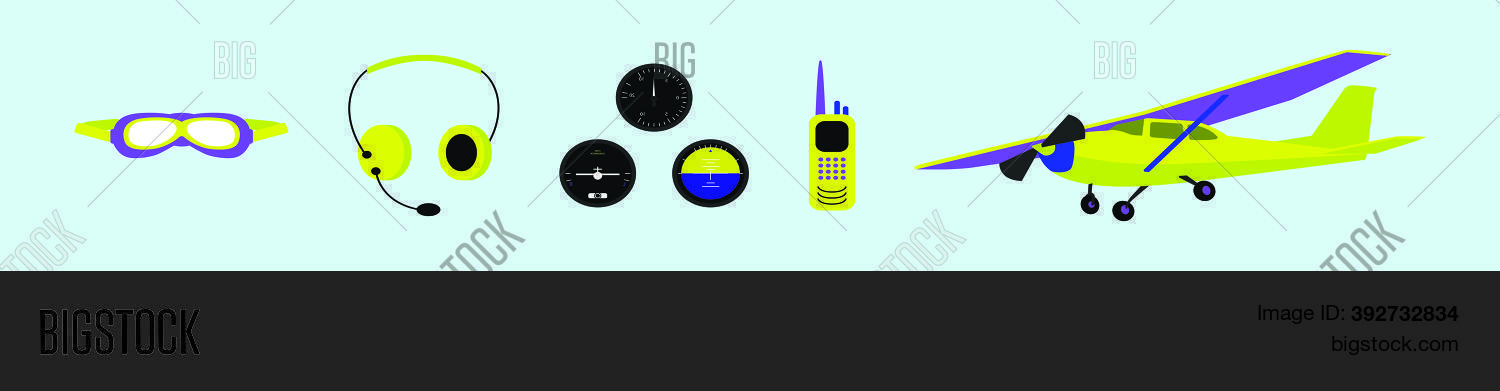 Set Pilot Equipment. Vector & Photo (Free Trial) | Bigstock