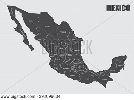 Mexico Map Divided Vector & Photo (Free Trial) | Bigstock