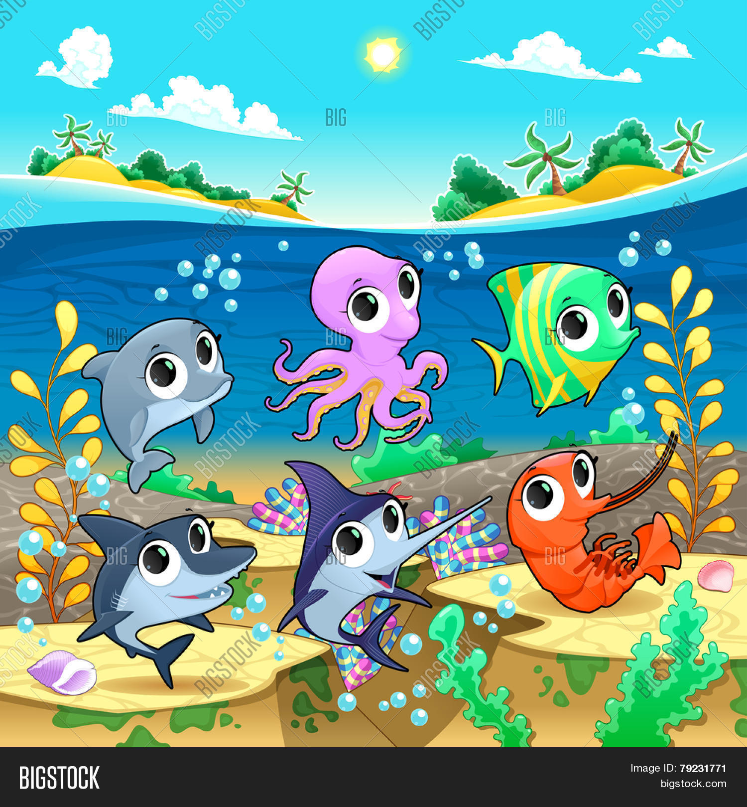 Funny Marine Animals Vector & Photo (Free Trial) | Bigstock
