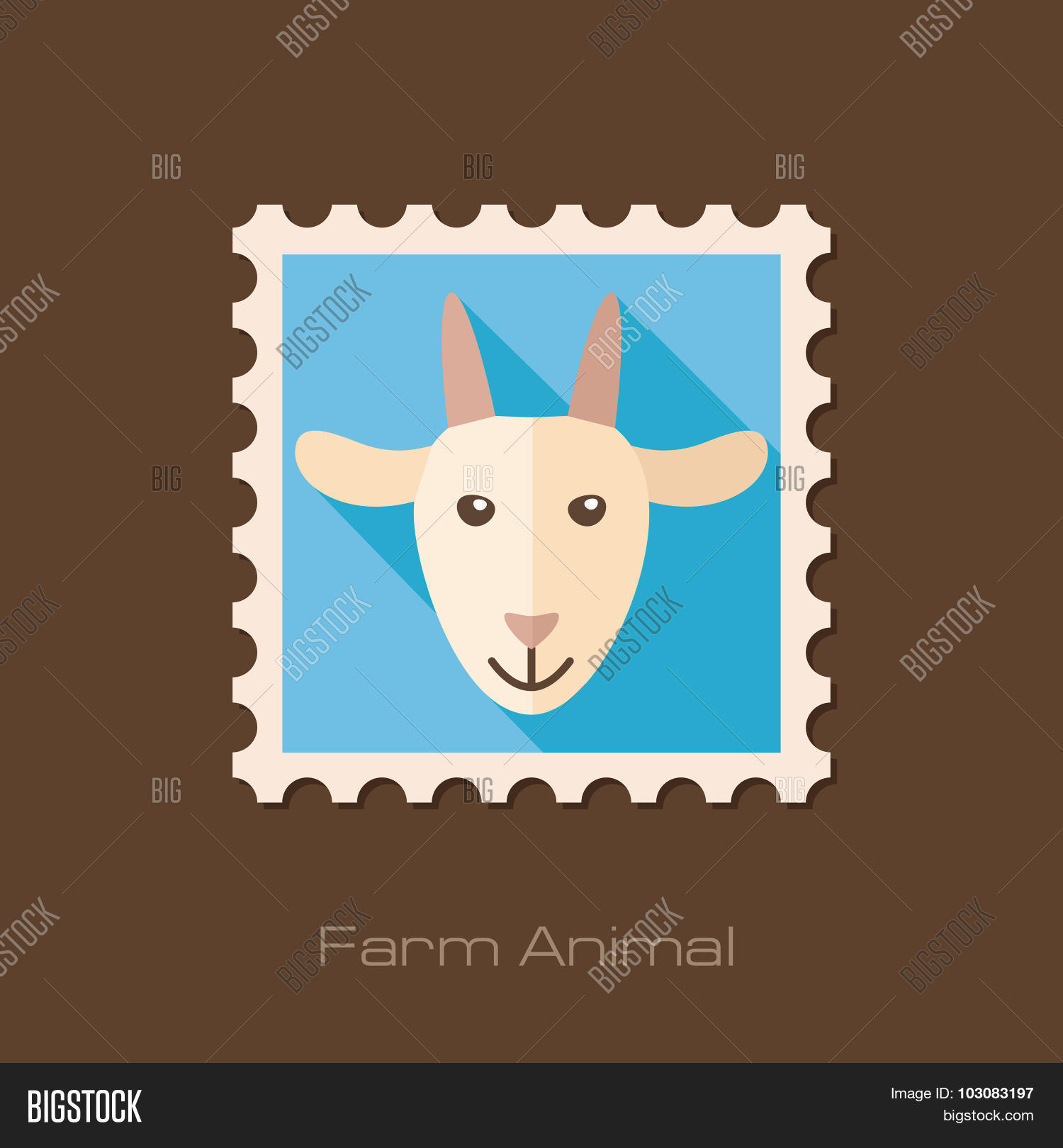 Goat Flat Stamp. Vector & Photo (Free Trial) | Bigstock