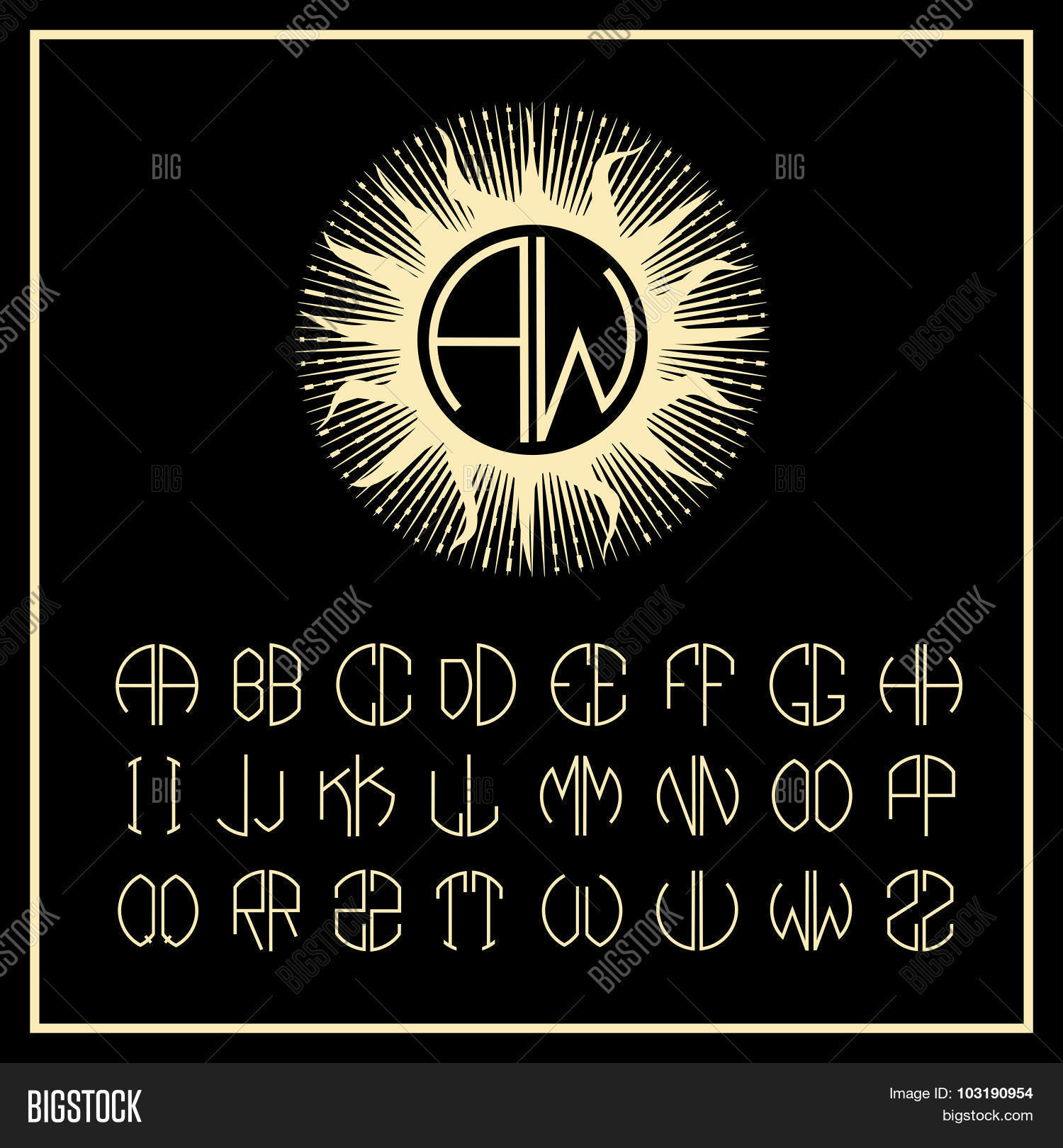 Outline Sun Monogram Vector & Photo (Free Trial) | Bigstock