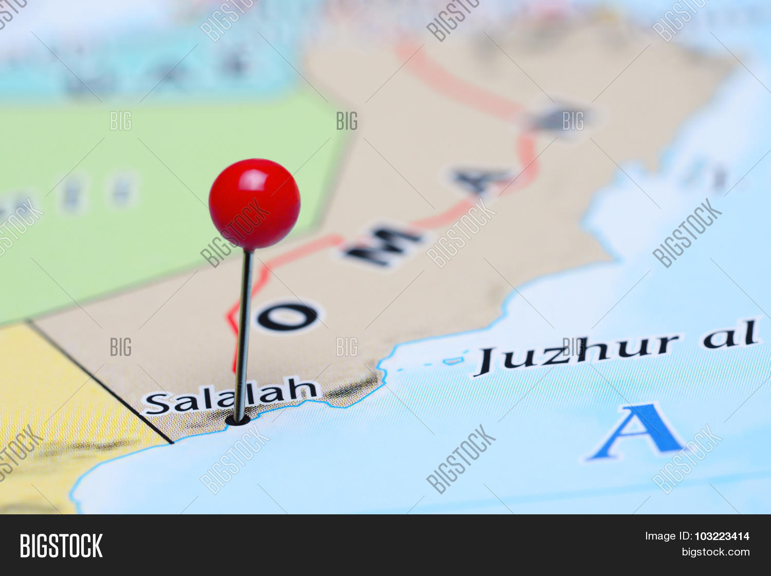 Salalah Pinned On Map Image & Photo (Free Trial) | Bigstock