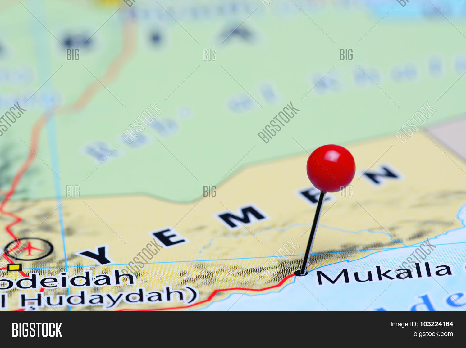 Mukalla Pinned On Map Image & Photo (Free Trial) | Bigstock