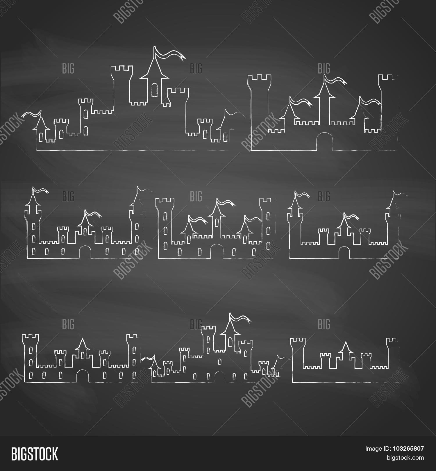 Set Fantasy Castles Vector & Photo (Free Trial) | Bigstock