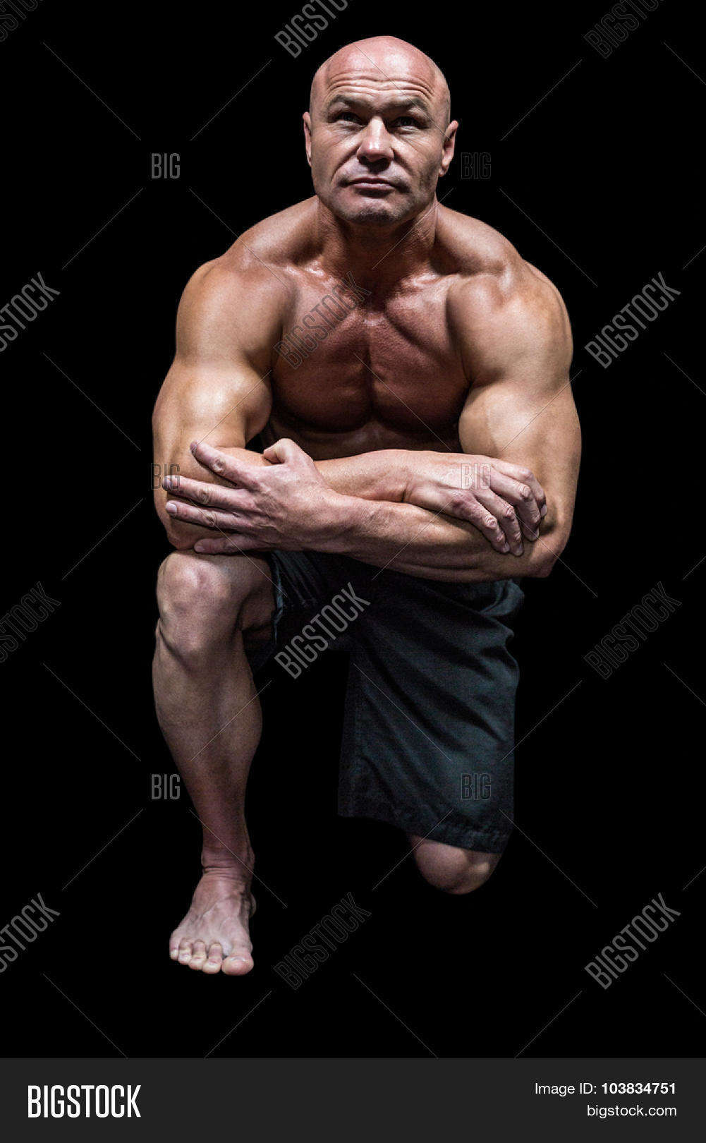 Muscular Man Kneeling Image & Photo (Free Trial) | Bigstock
