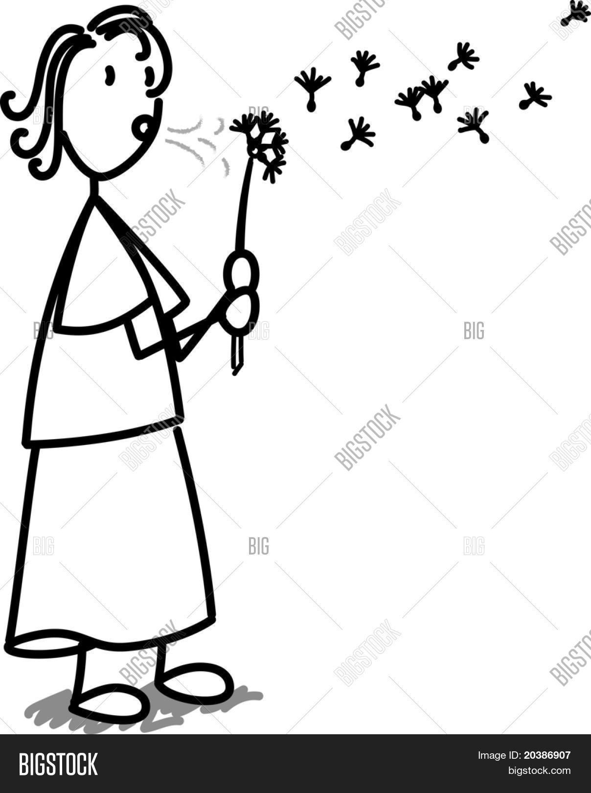 Stick Woman Blowing Vector & Photo (Free Trial) | Bigstock