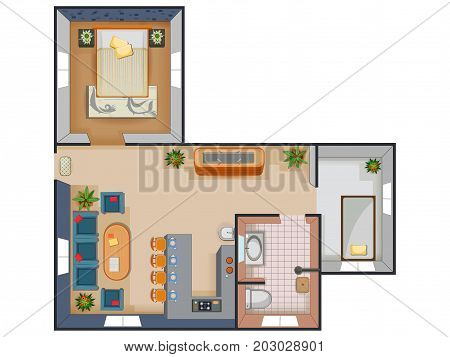 Top View Floor Plan Vector & Photo (Free Trial) | Bigstock