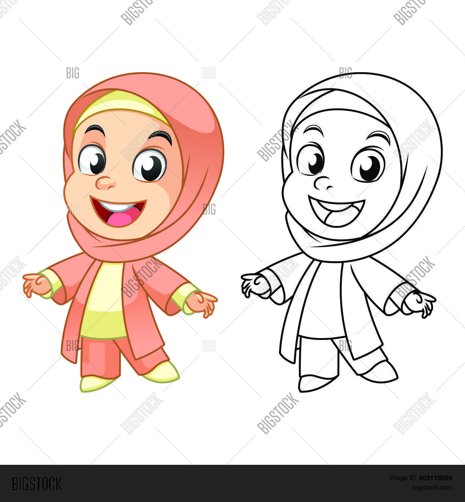 Cute Happy Muslim Vector & Photo (Free Trial) | Bigstock