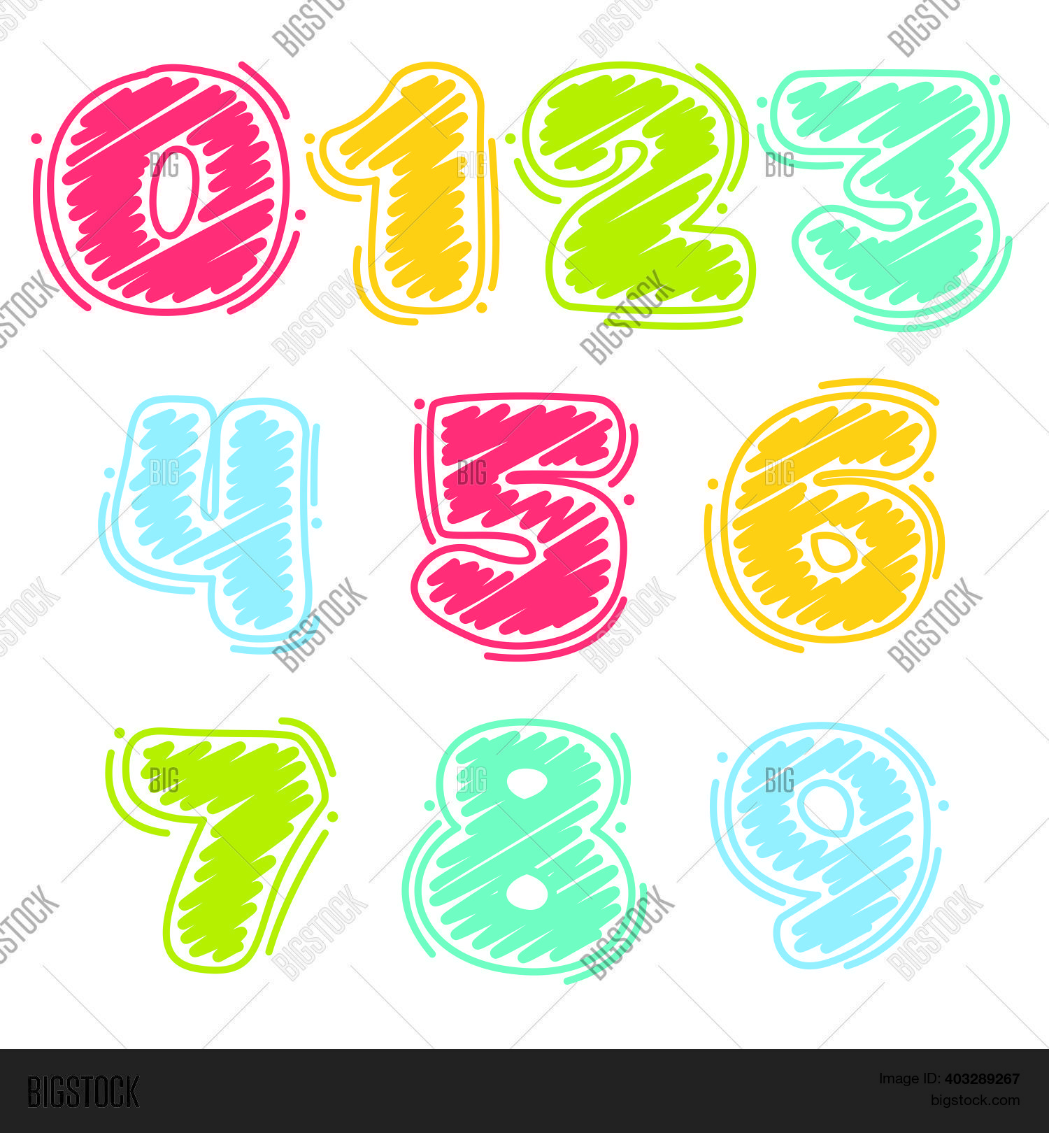 Numbers Set Childish Vector & Photo (Free Trial) | Bigstock