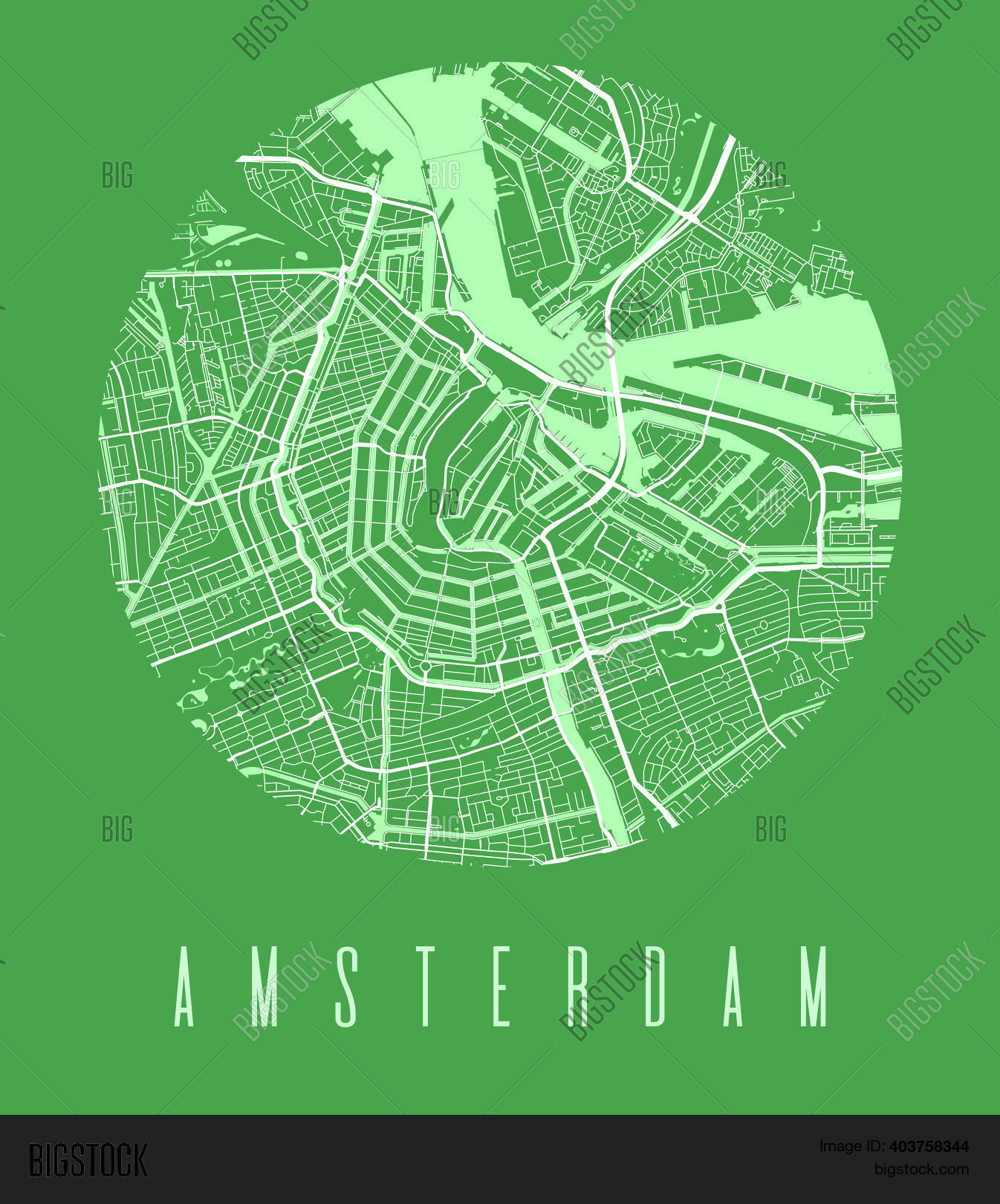 Amsterdam Map Poster Vector & Photo (Free Trial) | Bigstock
