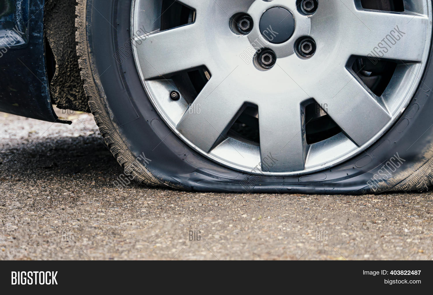 Flat Car Tire Close , Image & Photo (Free Trial) | Bigstock