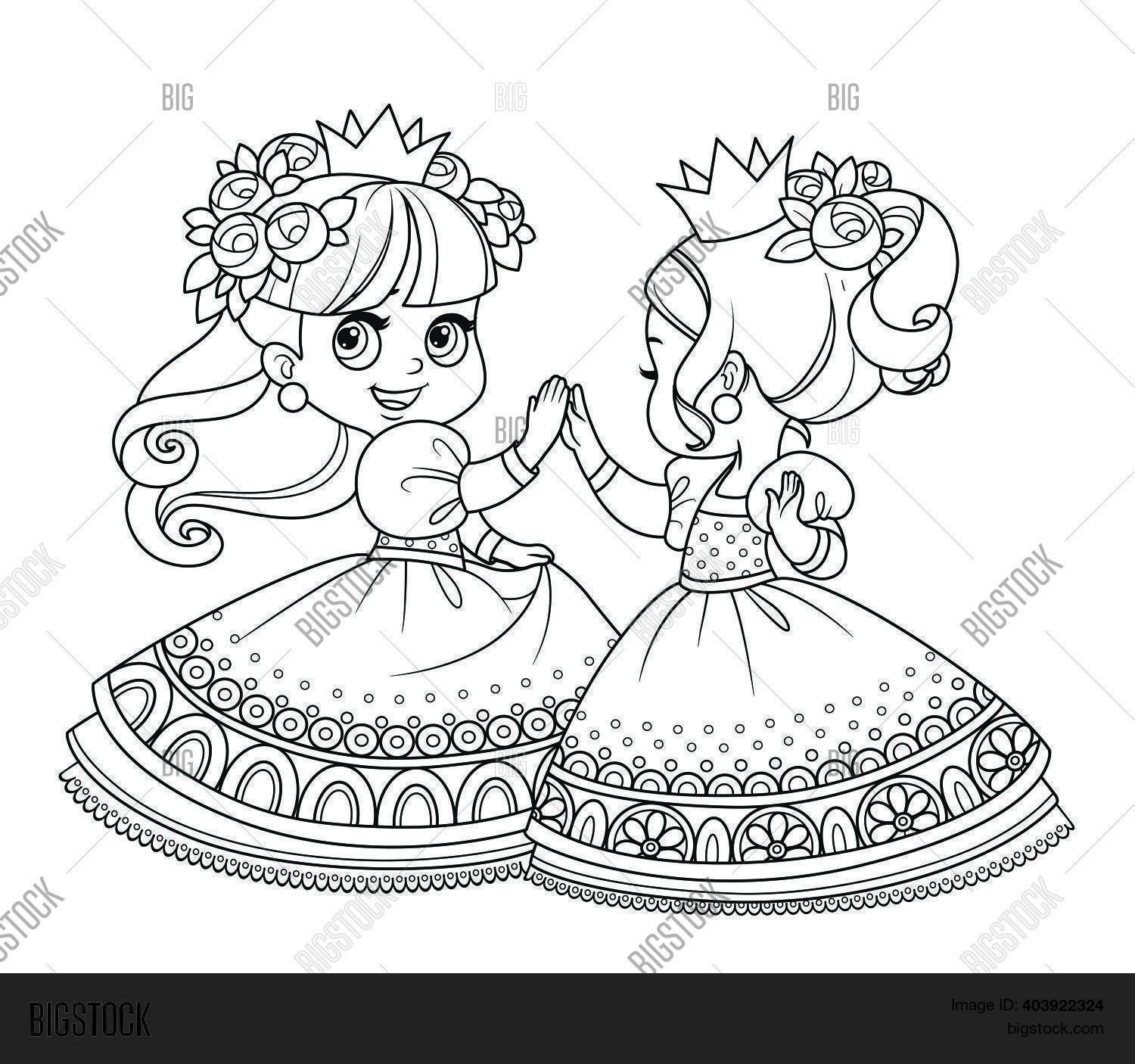 Two Cute Princesses Vector & Photo (Free Trial) | Bigstock