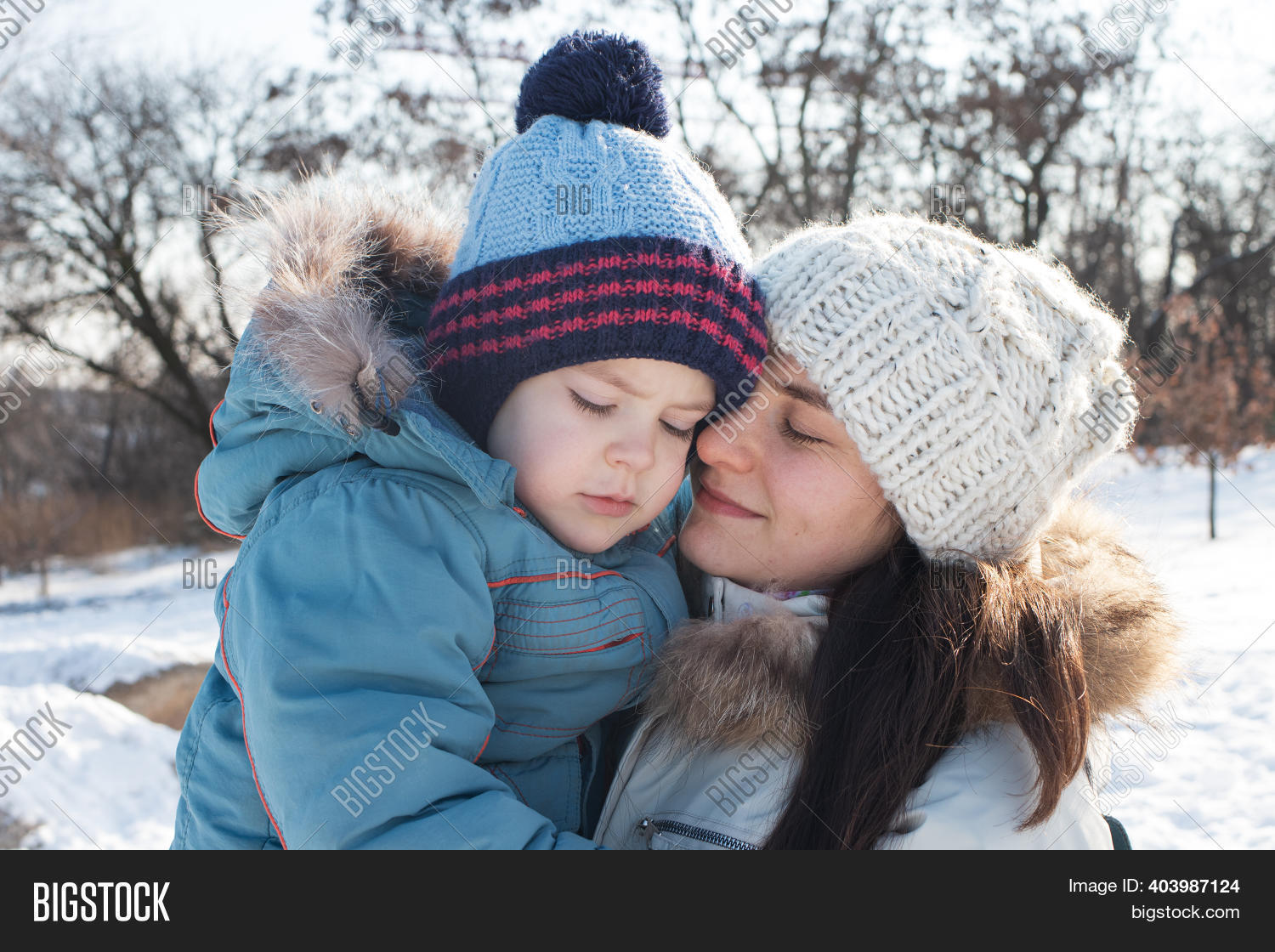 Mom Son Cuddle Winter Image & Photo (Free Trial) | Bigstock