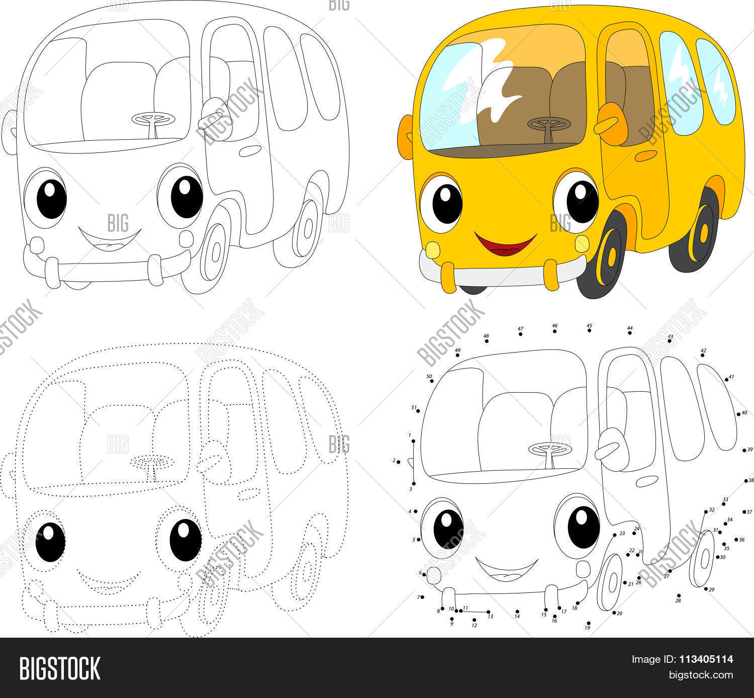 Cartoon Yellow Bus. Vector & Photo (Free Trial) | Bigstock