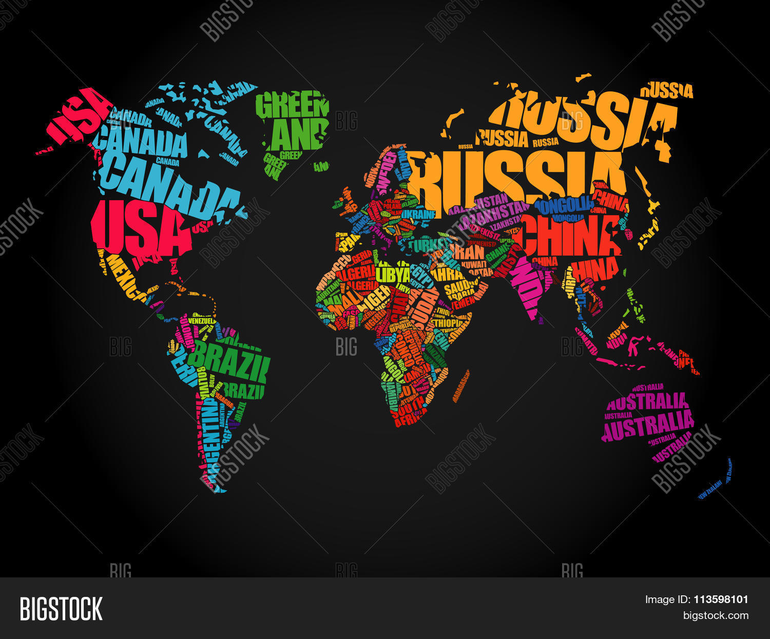 World Map Typography Vector & Photo (Free Trial) | Bigstock