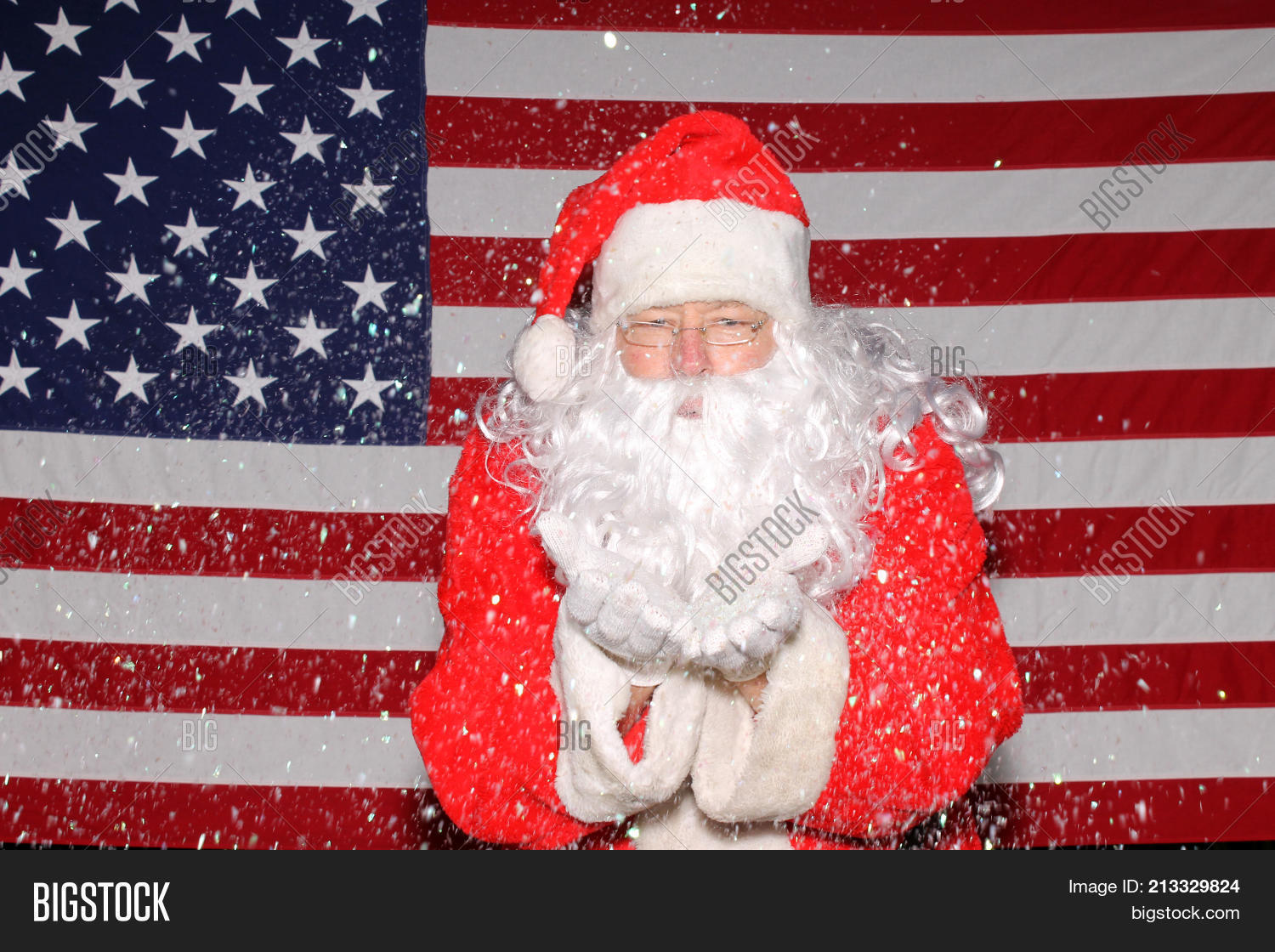 Santa Holding American Flag