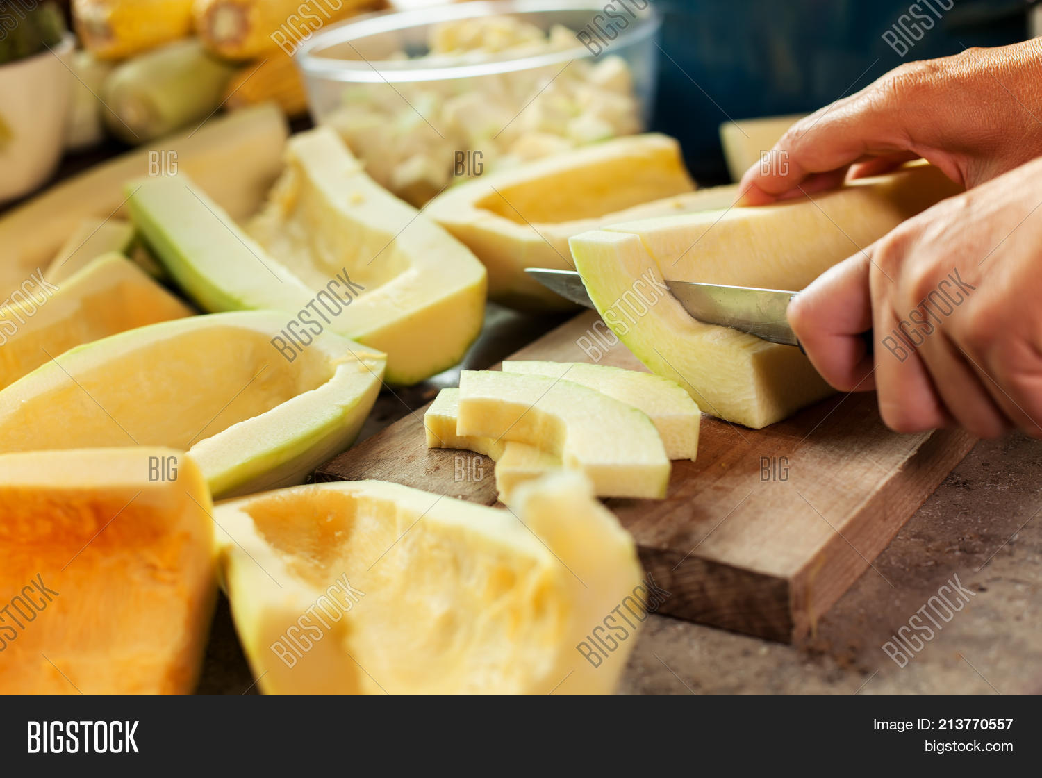 Woman Slicing Pumpkin Image & Photo (Free Trial) | Bigstock