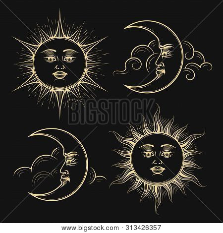 Sun Moon Vector Black