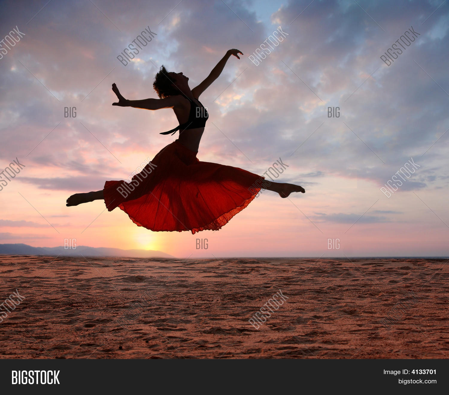 Jumping Woman Sunset Image & Photo (Free Trial) | Bigstock
