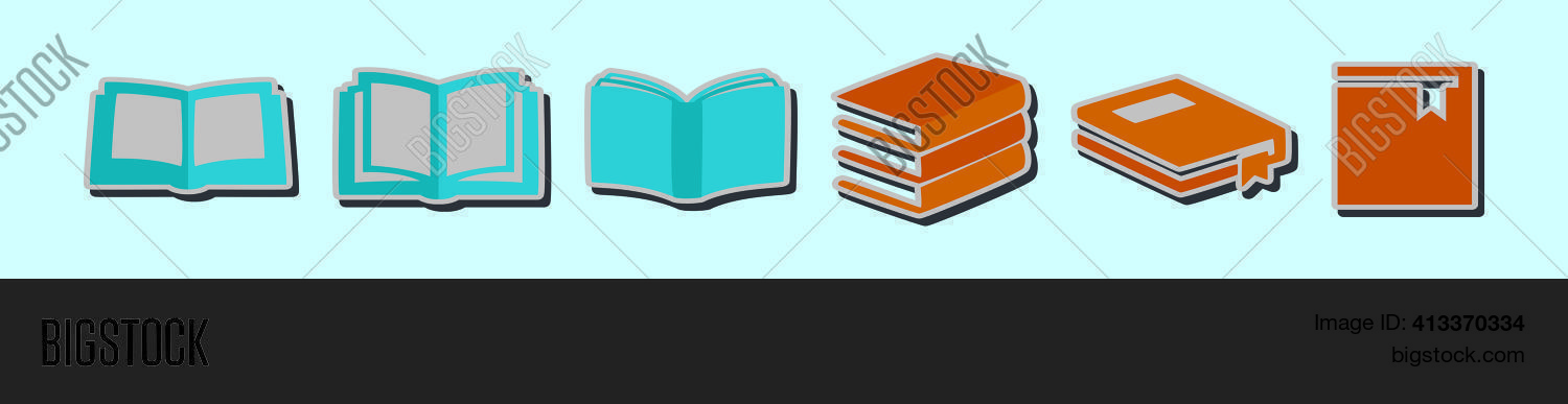 Set Book Cartoon Icon Vector & Photo (Free Trial) | Bigstock
