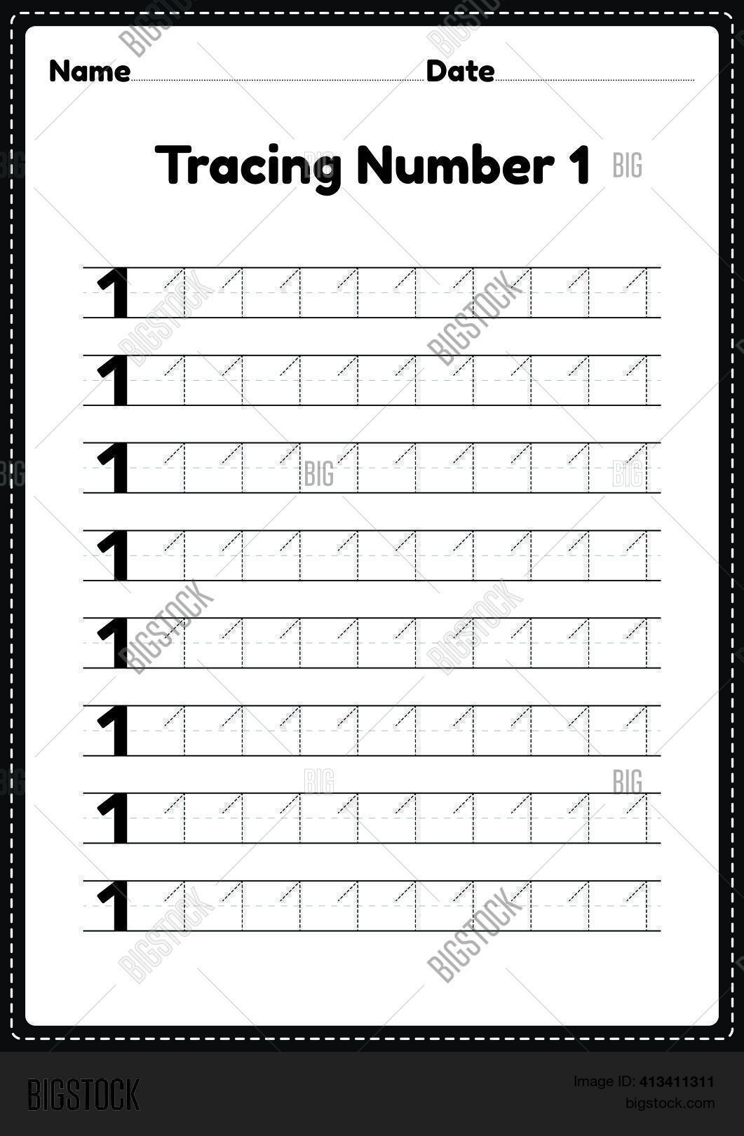 Tracing Number 1 Vector & Photo (Free Trial) | Bigstock