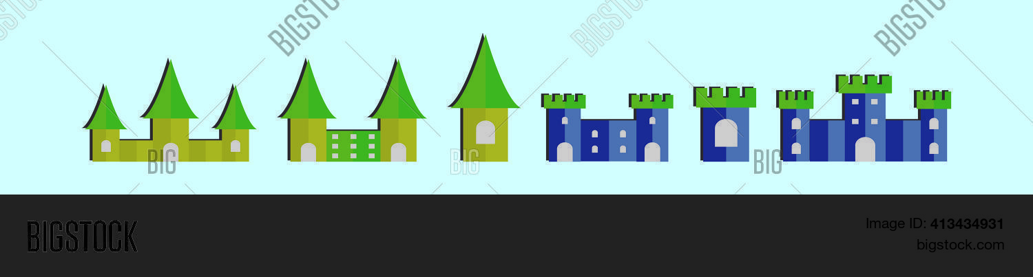 Set Fort Cartoon Icon Vector & Photo (Free Trial) | Bigstock