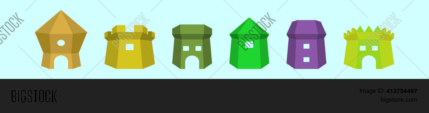 Set Fort Cartoon Icon Vector & Photo (Free Trial) | Bigstock