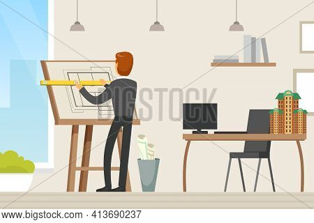 Man Architect Drawing Vector & Photo (Free Trial) | Bigstock
