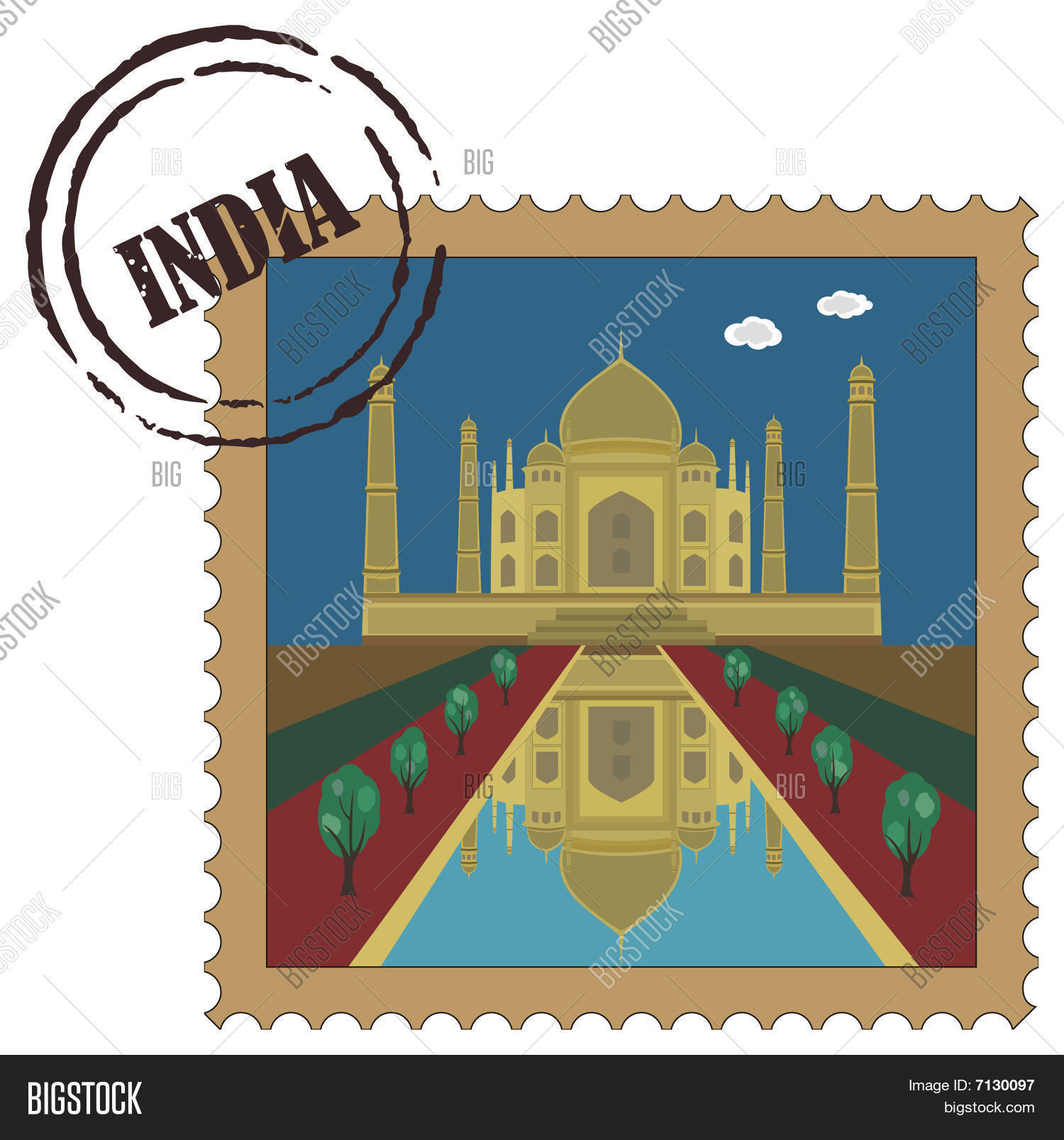 Old Postal Stamp Taj Vector & Photo (Free Trial) | Bigstock