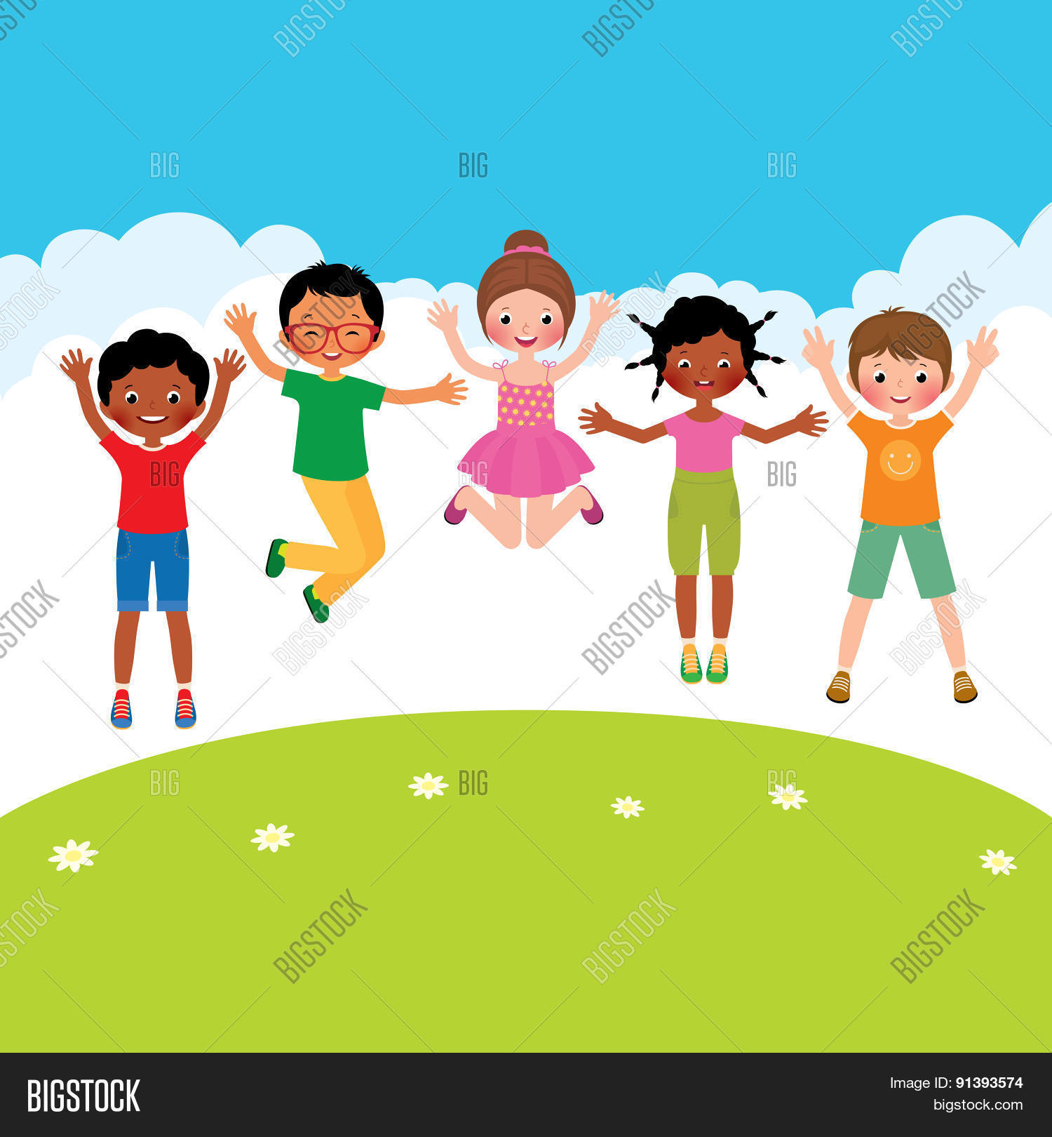 Group Happy Jumping Vector & Photo (Free Trial) | Bigstock