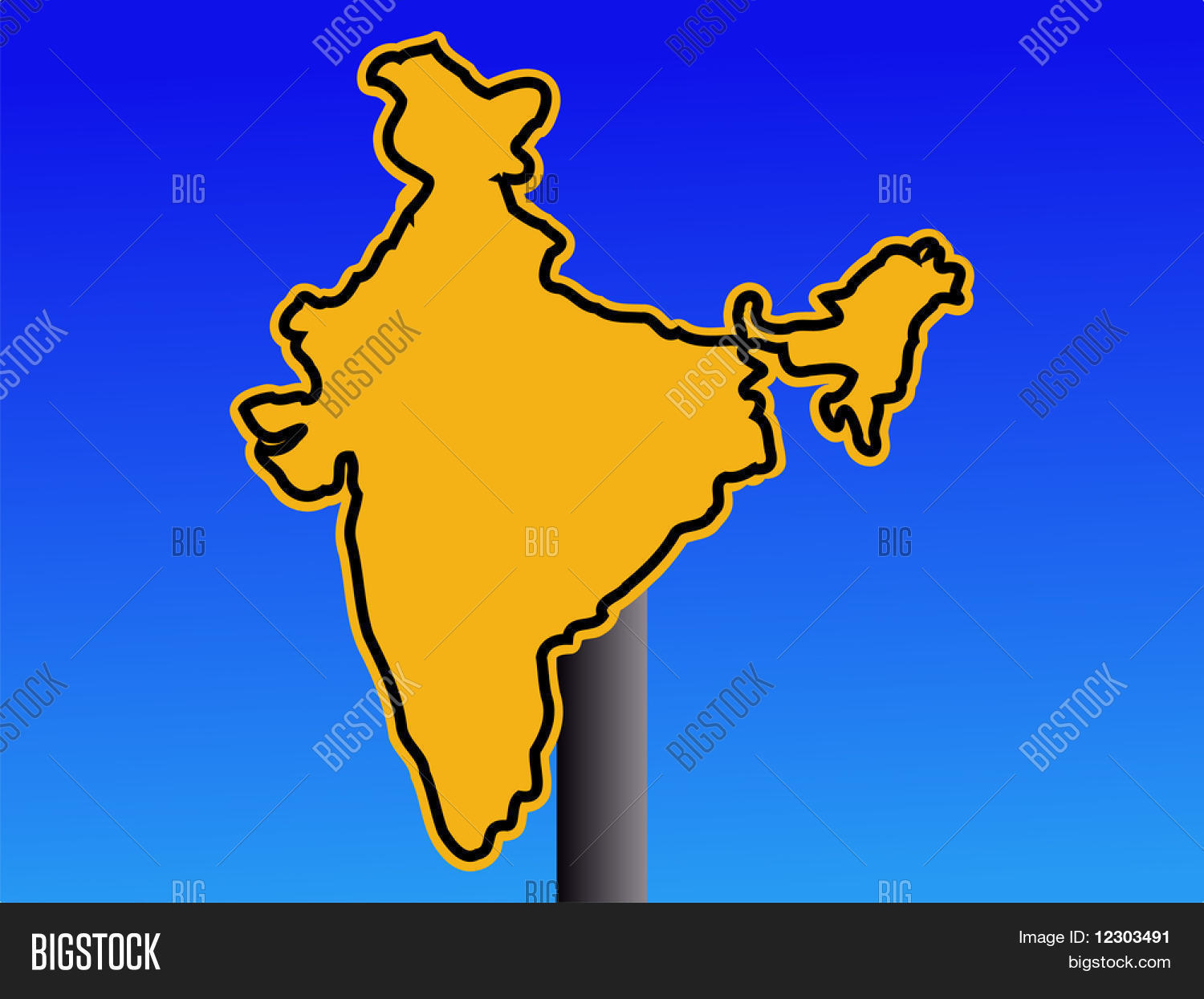 Yellow India Map Image & Photo (Free Trial) | Bigstock