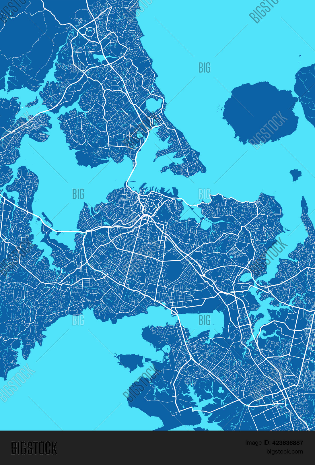 Detailed Map Auckland Vector & Photo (Free Trial) | Bigstock