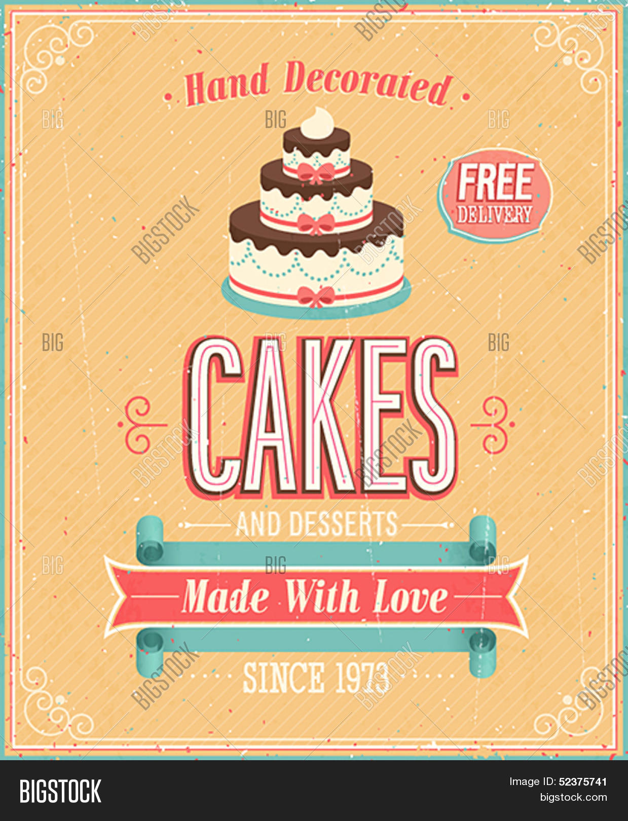 Vintage Cakes Poster Vector & Photo (Free Trial) | Bigstock