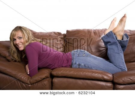 Woman On Couch Feet Image & Photo (Free Trial) | Bigstock
