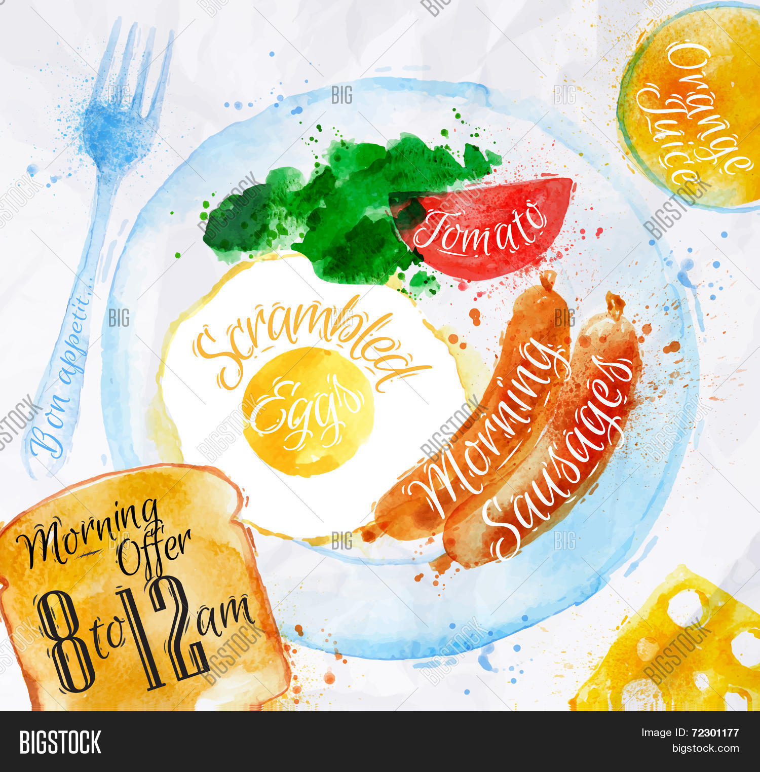 Breakfast Watercolors Vector & Photo (Free Trial) | Bigstock
