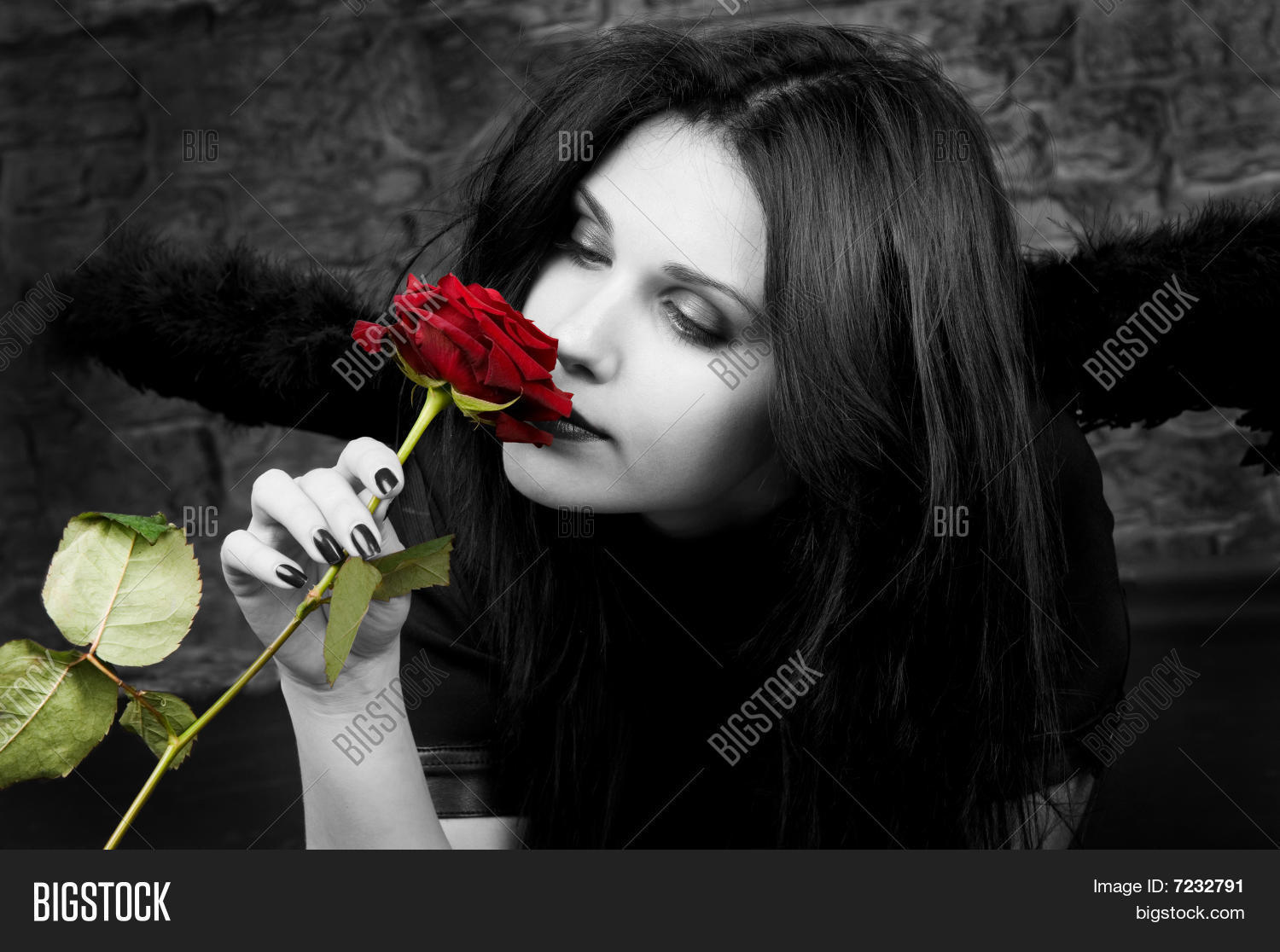 Sad Girl With Red Rose Wallpaper