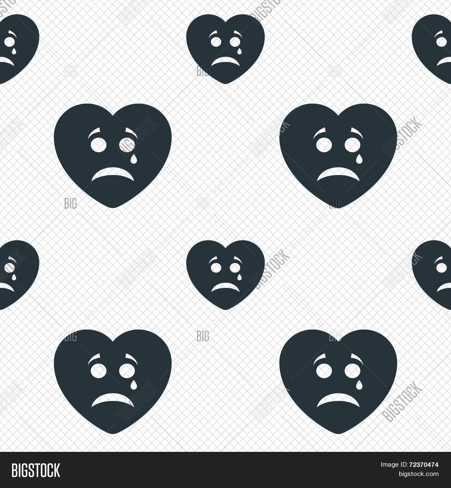 Sad Heart Face Tear Vector & Photo (Free Trial) | Bigstock