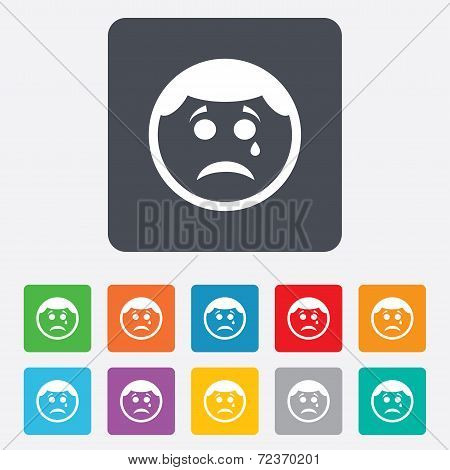 Sad Face Tear Sign Vector & Photo (Free Trial) | Bigstock